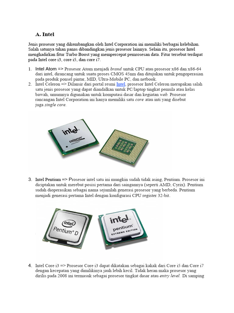 Jenis-Jenis Prosesor Intel dan AMD | PDF