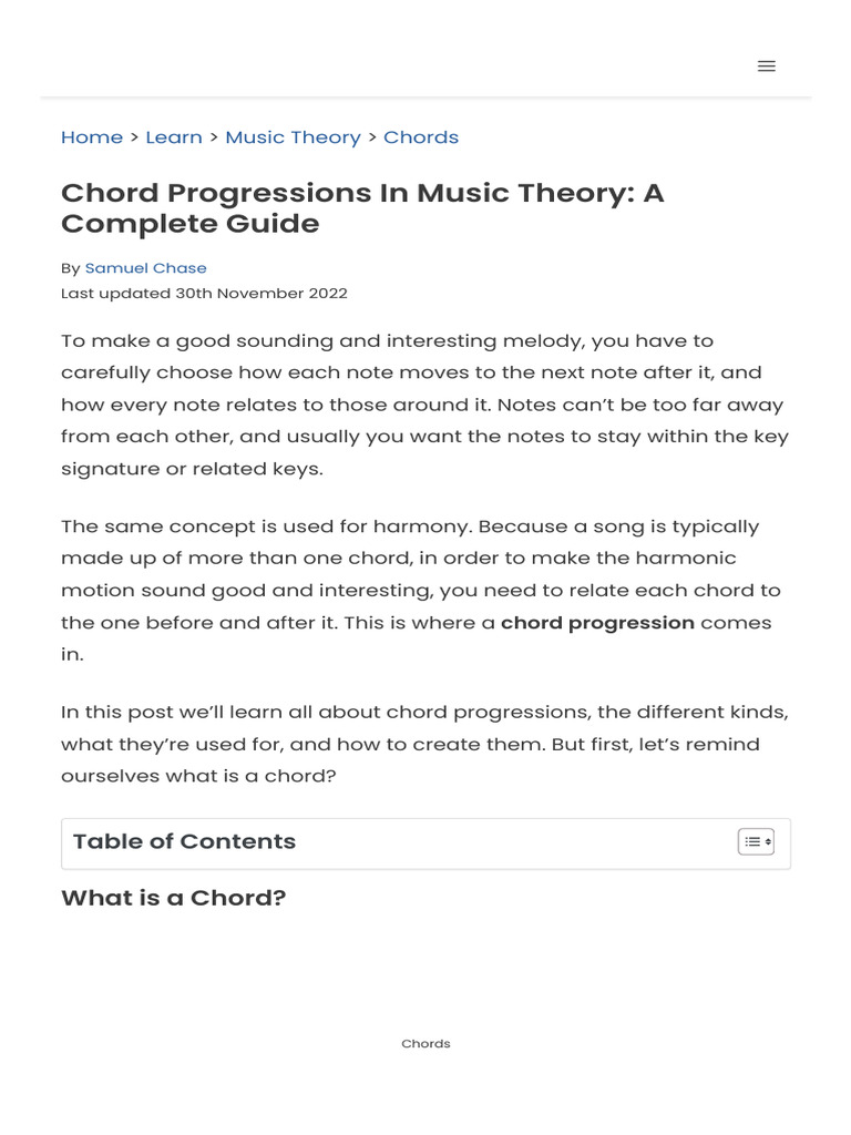 Chord Progressions in Music T - A Complete Guide | PDF | Chord (Music ...