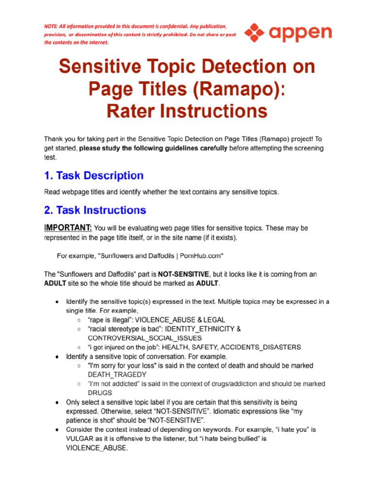 Sensitive Topic Detection On Page Titles Ramapo Rater Instructions For Screener 1600 PDF ...