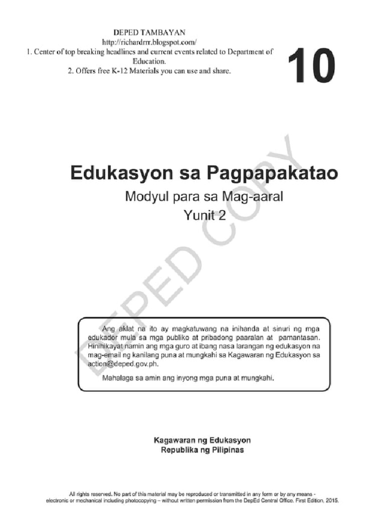 Esp Learners Module Grade 10 Unit 2 | PDF