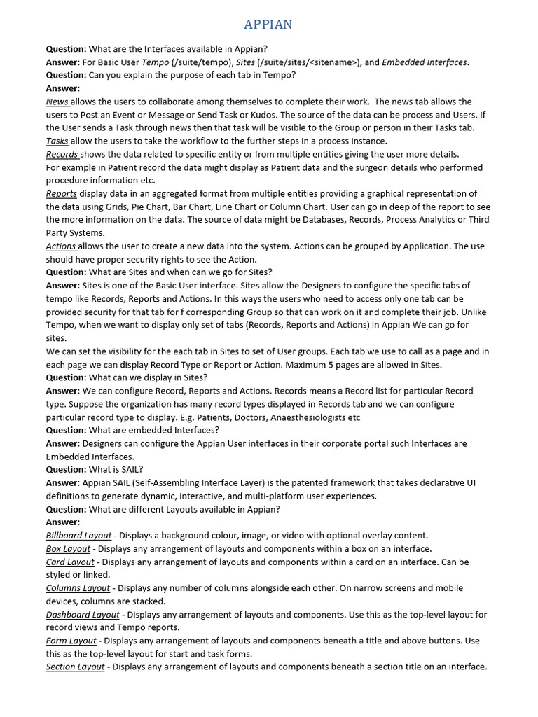 Appian Interview Question and Answers | PDF | Databases | Database Index