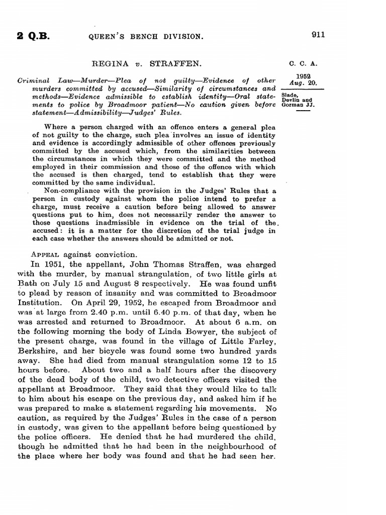 REGINA v. STRAFFEN. (1952) 2 Q.B. 911 | PDF