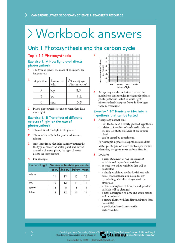 Workbook Answers | PDF