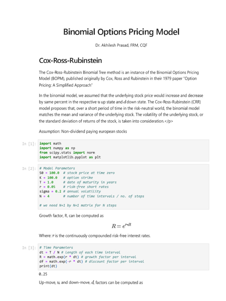 Binomial Options Pricing Model | PDF
