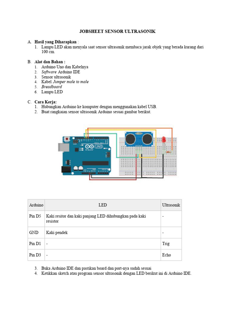 Jobsheet Robotik Sensor Ultrasonik | PDF