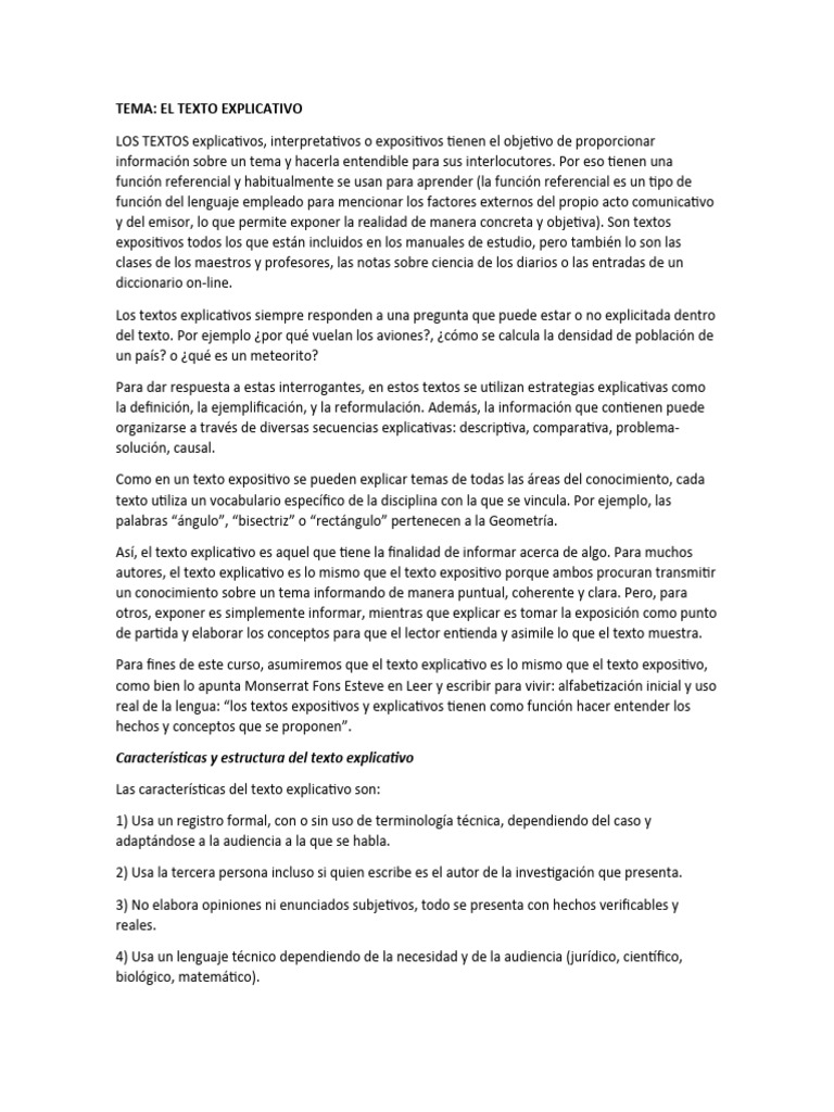 El Texto Explicativo | Descargar gratis PDF | Ecología | Método científico