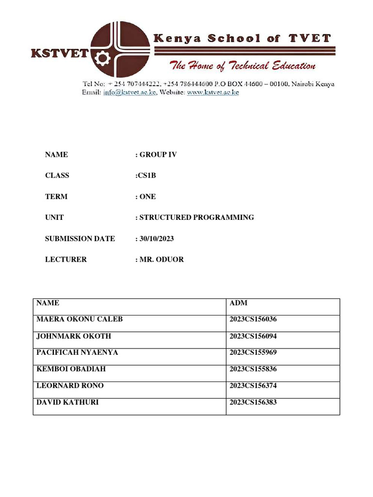 Structured Assignment Groupiv | PDF | Computer Programming | Software Engineering