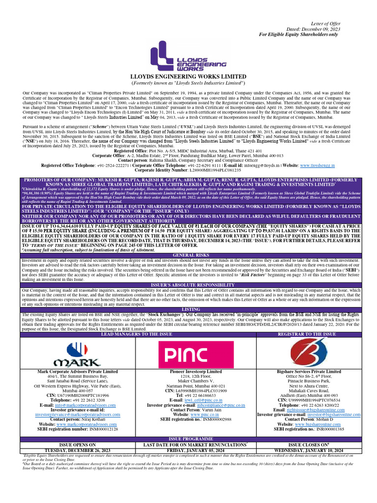 LOF Lloyds Final | PDF | Stocks | Banks