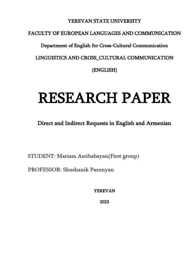 Direct and Indirect Requests in English and Armenian | PDF ...
