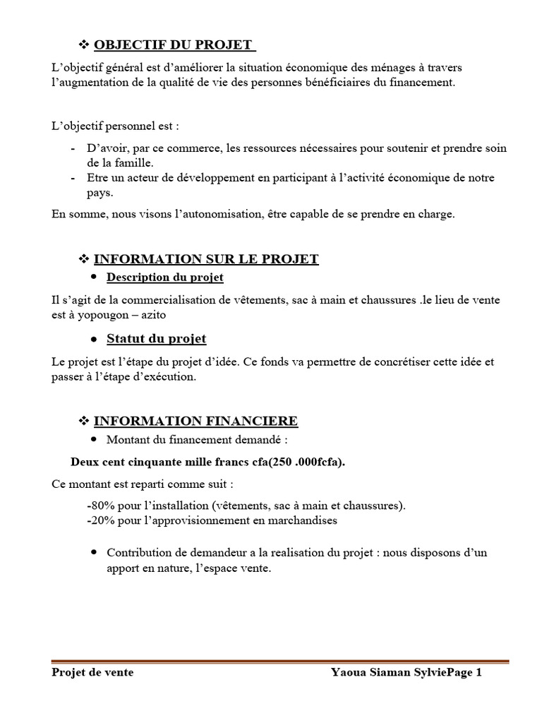 Projet de Vente | PDF