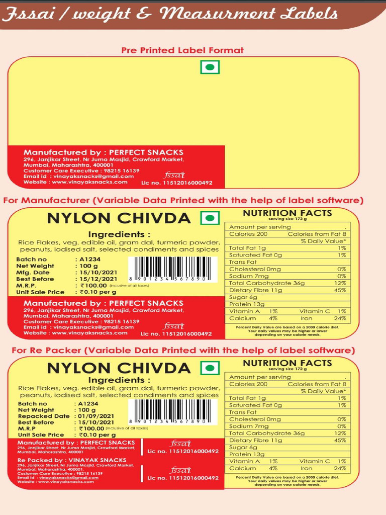 0.01 Food Label | PDF