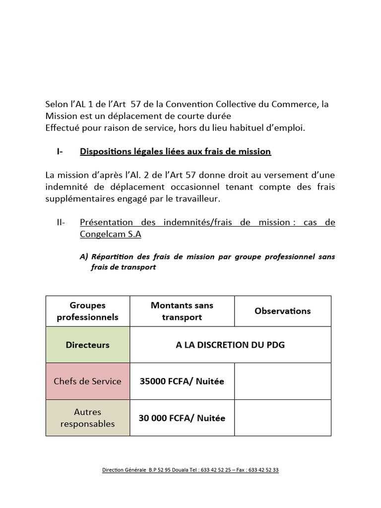 Procedure Frais de Mission | PDF