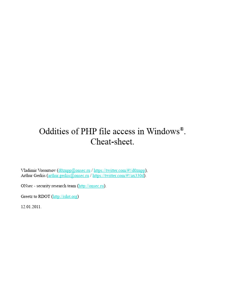 PHP File Access in Windows | PDF | Php | Information Technology