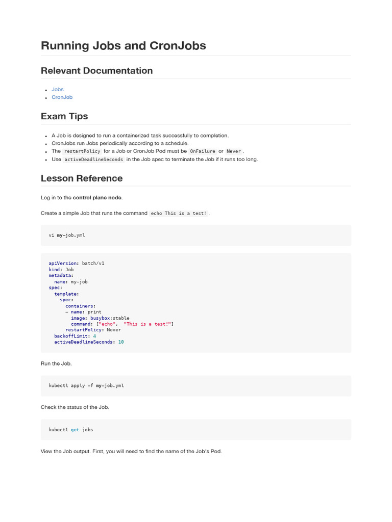 S02L03 Running Jobs and CronJobs | PDF | Computers