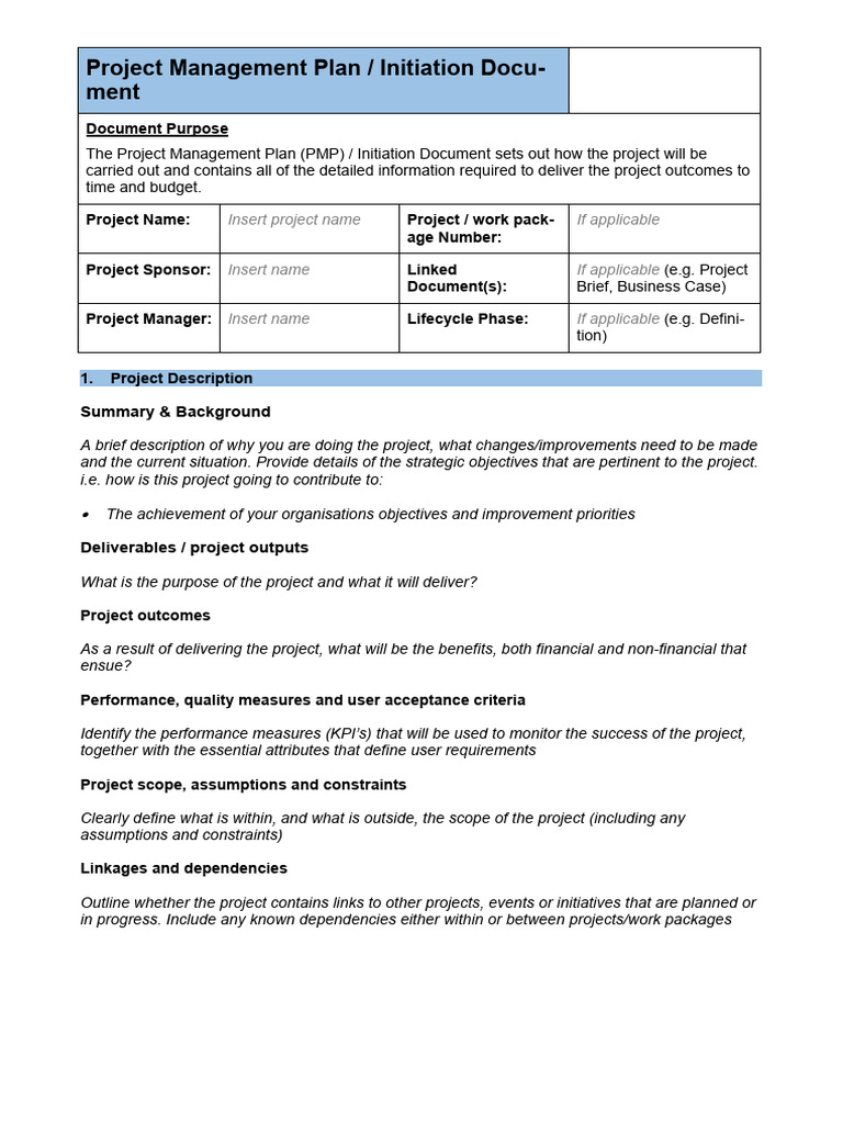 S106 Project Management Plan Template | PDF