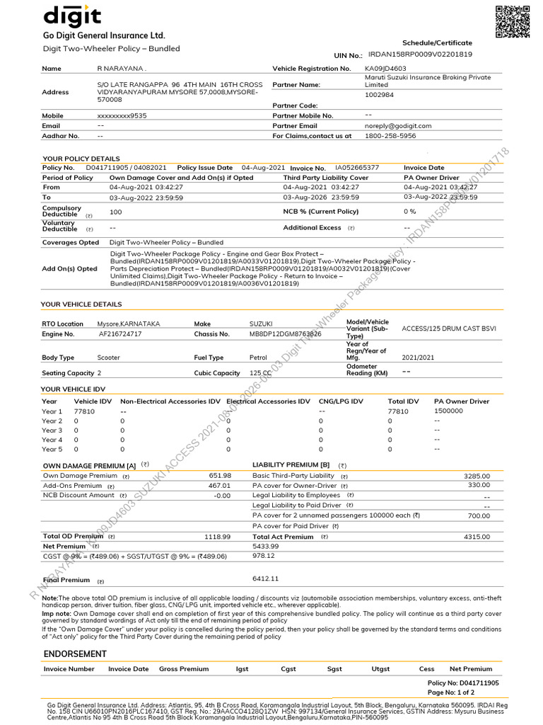 Bike Insurance | PDF