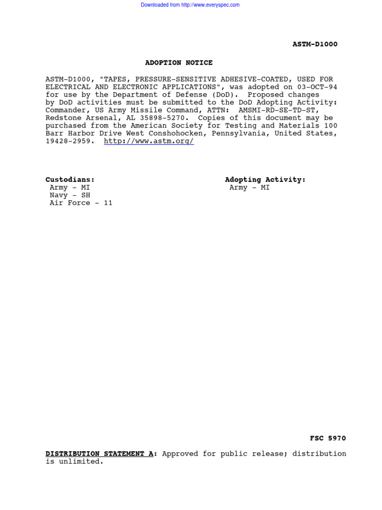 Astm-D1000 Adoption Notice | PDF