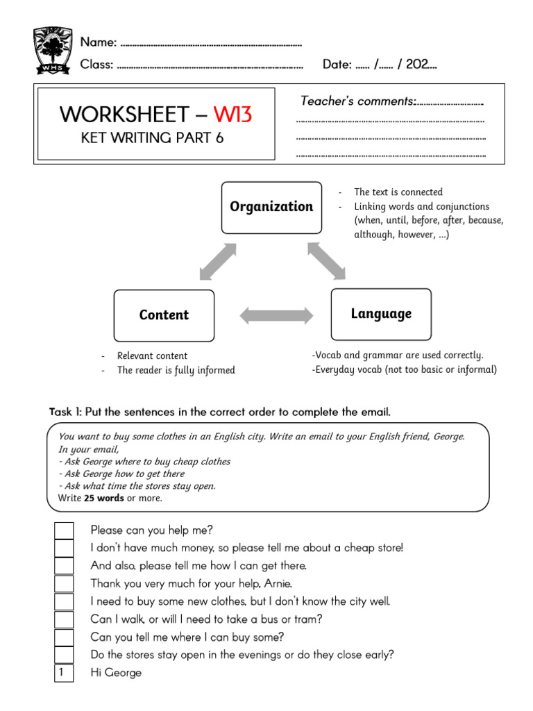 KET Writing Part 6 | PDF