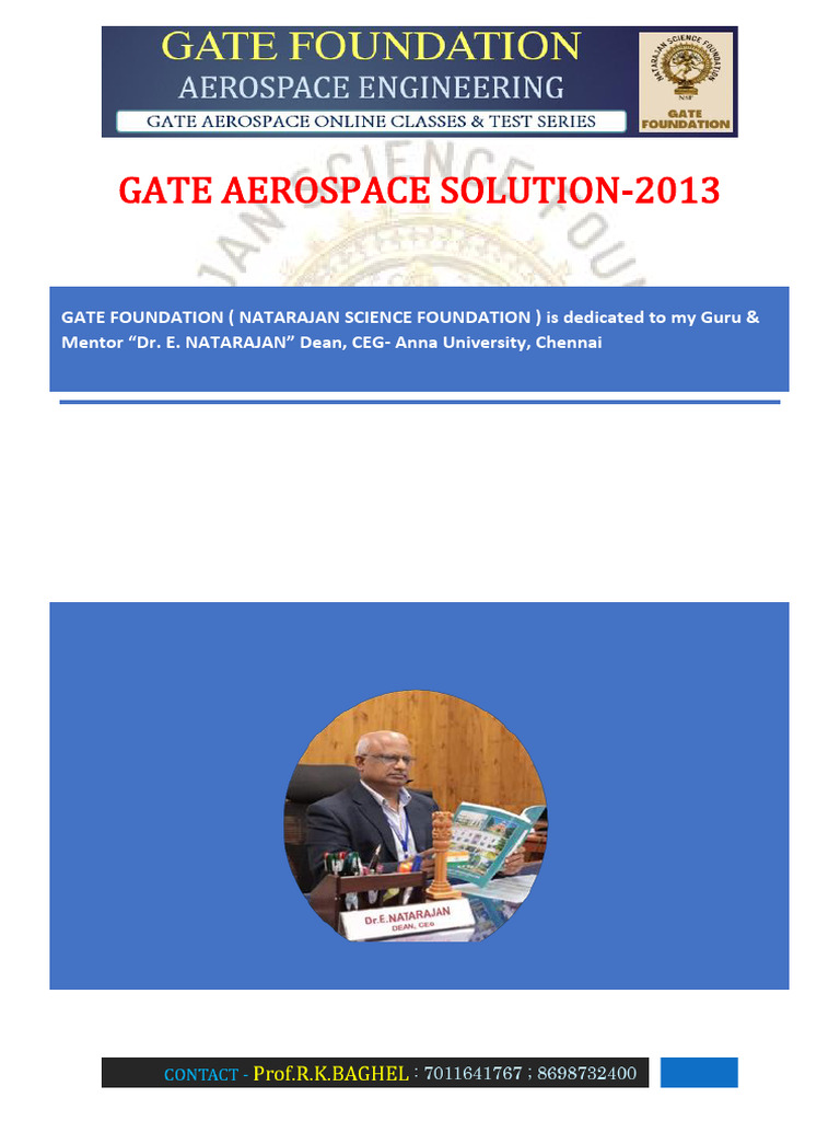 GATE Aerospace Engineering Solutions 2013 | PDF | Fluid Dynamics | Gas ...