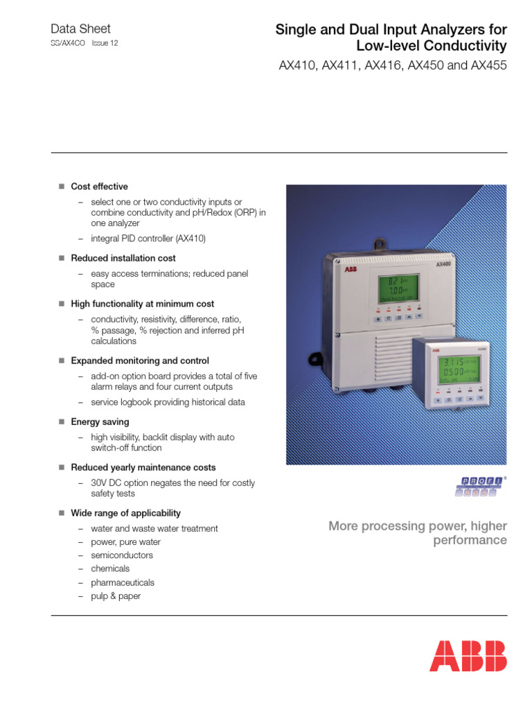 ABB Low Level Conductivity | PDF | Ph | Relay