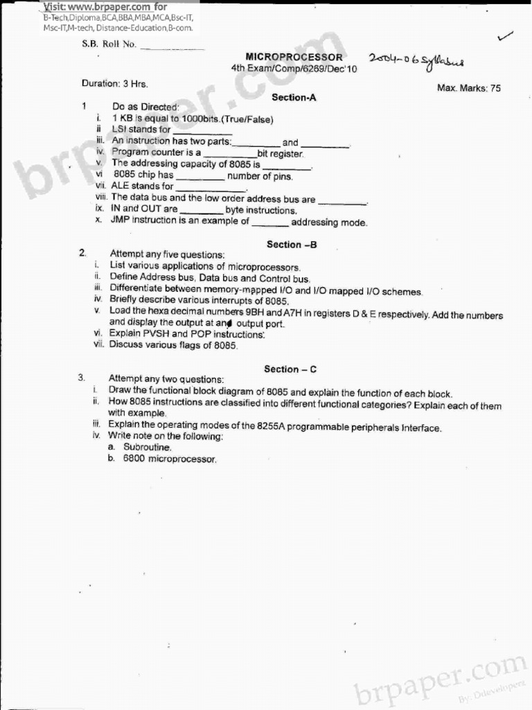 Microprocessor Questions | PDF
