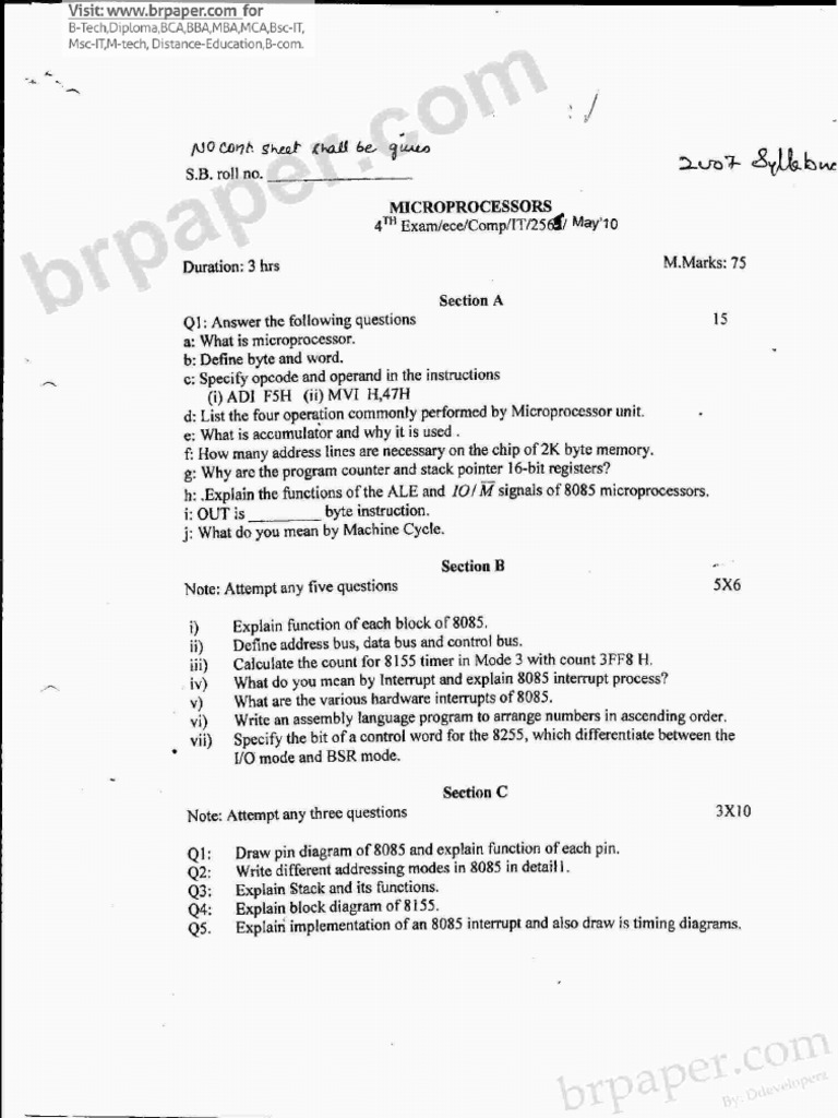 Microprocessor May Questions | PDF