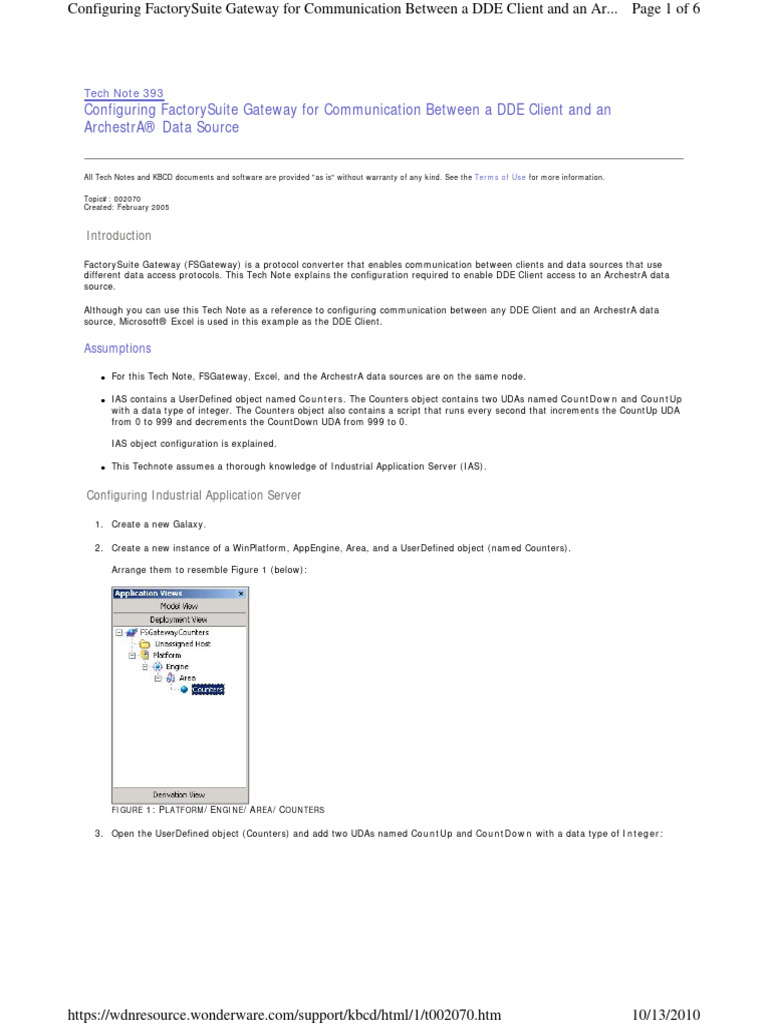 Tech Note 393 - Configure FSGateway For DDE To ArchestrA Data Source | PDF | Gateway ...