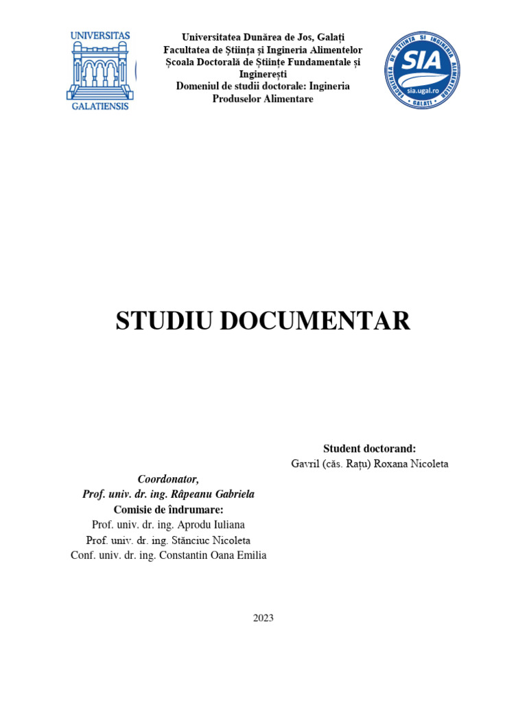 Studiu Documetar - Gavril (Rațu) Roxana Nicoleta | PDF