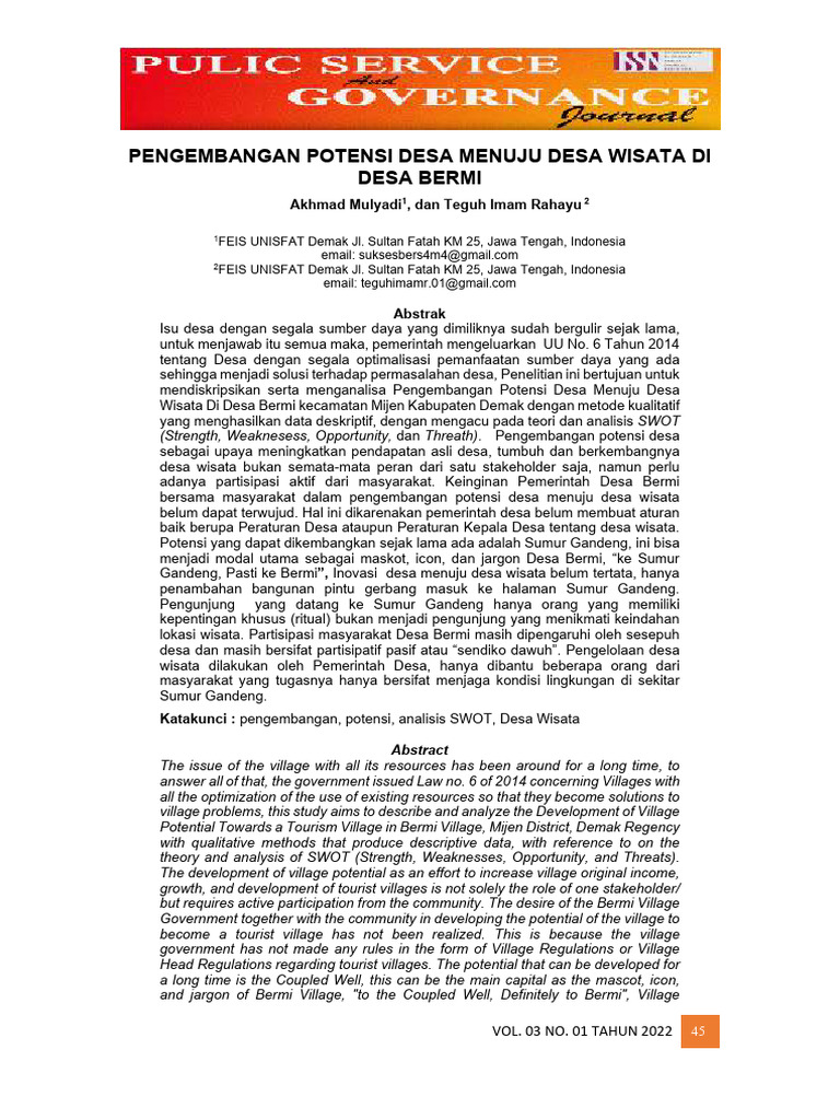 Pengembangan Potensi Desa Menuju Desa Wi | PDF