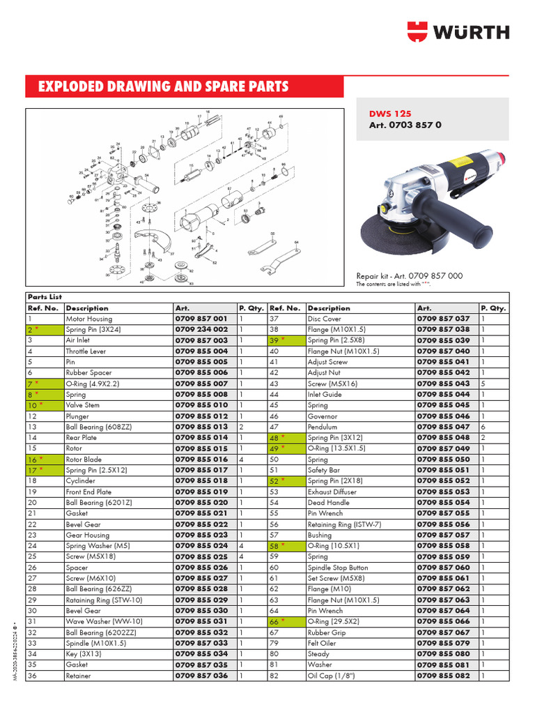 Despiece Amoladora Wurth | PDF | Máquinas | Ingeniería mecánica