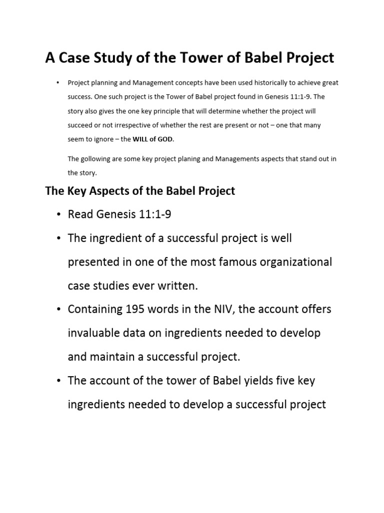 Project Babel | PDF | Goal | Book Of Genesis