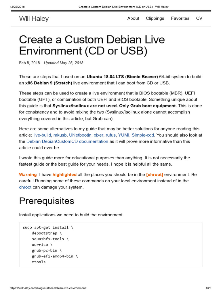 Create A Custom Debian Live Environment (CD or USB) - Will Haley | PDF ...