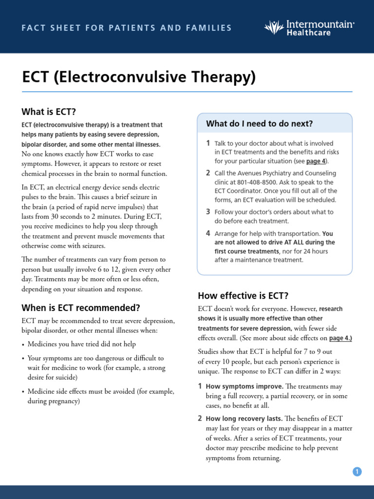 ECT Patient Information Guide | PDF | Electroconvulsive Therapy | Major ...