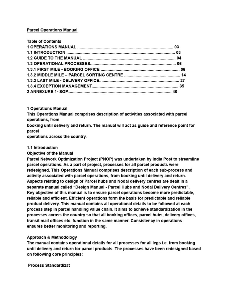 Parcel Operations Manual Overview | PDF | Systems Engineering | Business