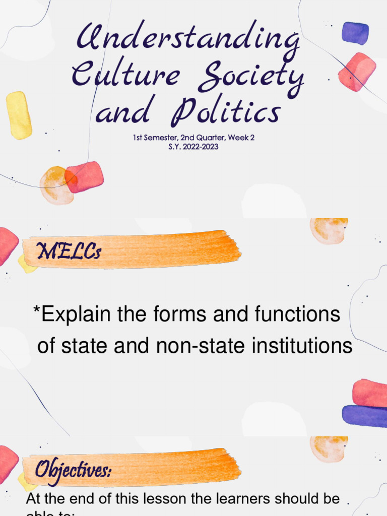 Ucsp q2 Lesson 1 State Non State Institution | PDF
