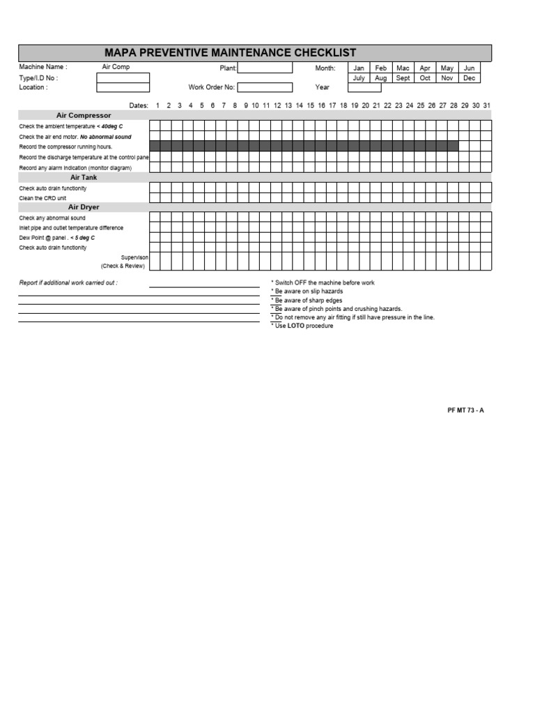 PF MT 73 A - Air Comp Checklist | PDF