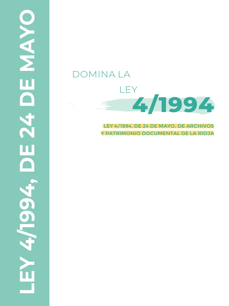 18-Ley 4-1994 Archivos y Patrimonio Documental de La Rioja | PDF