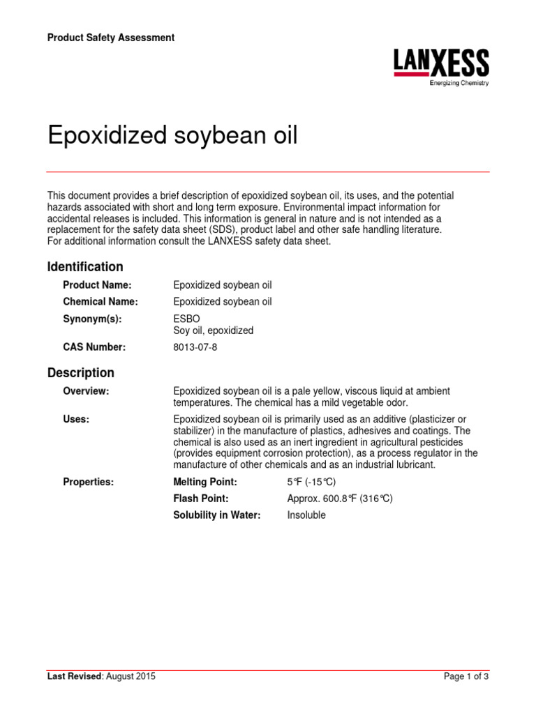 Epoxidized Soybean Oil | PDF