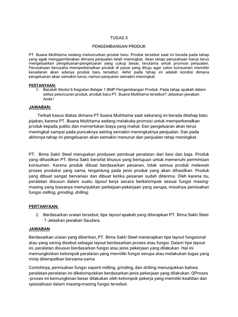 Tugas 3 Pengembangan Produk | PDF