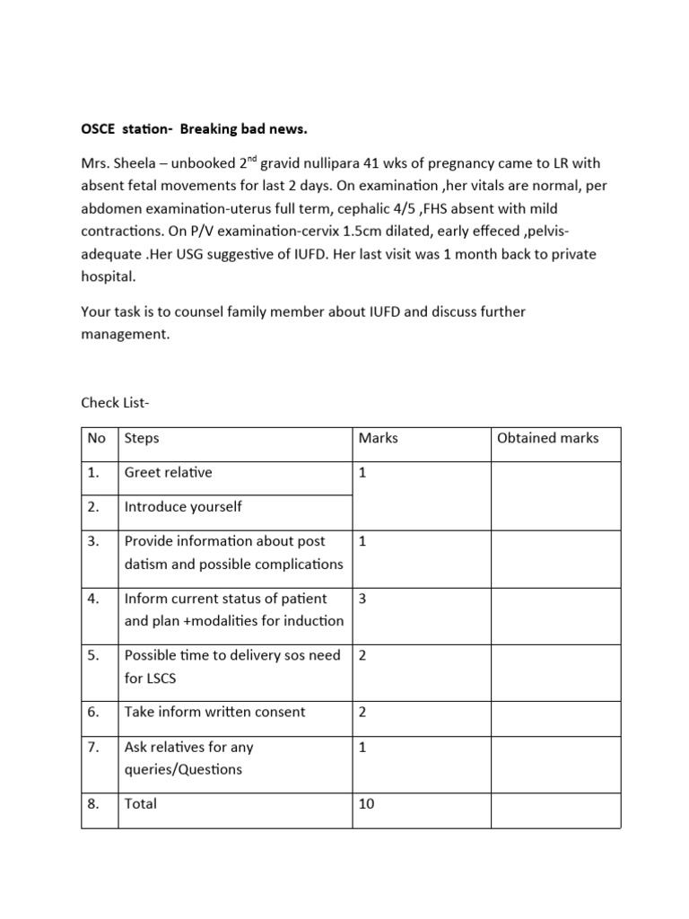 OSCE Station | PDF | Health Sciences | Human Pregnancy