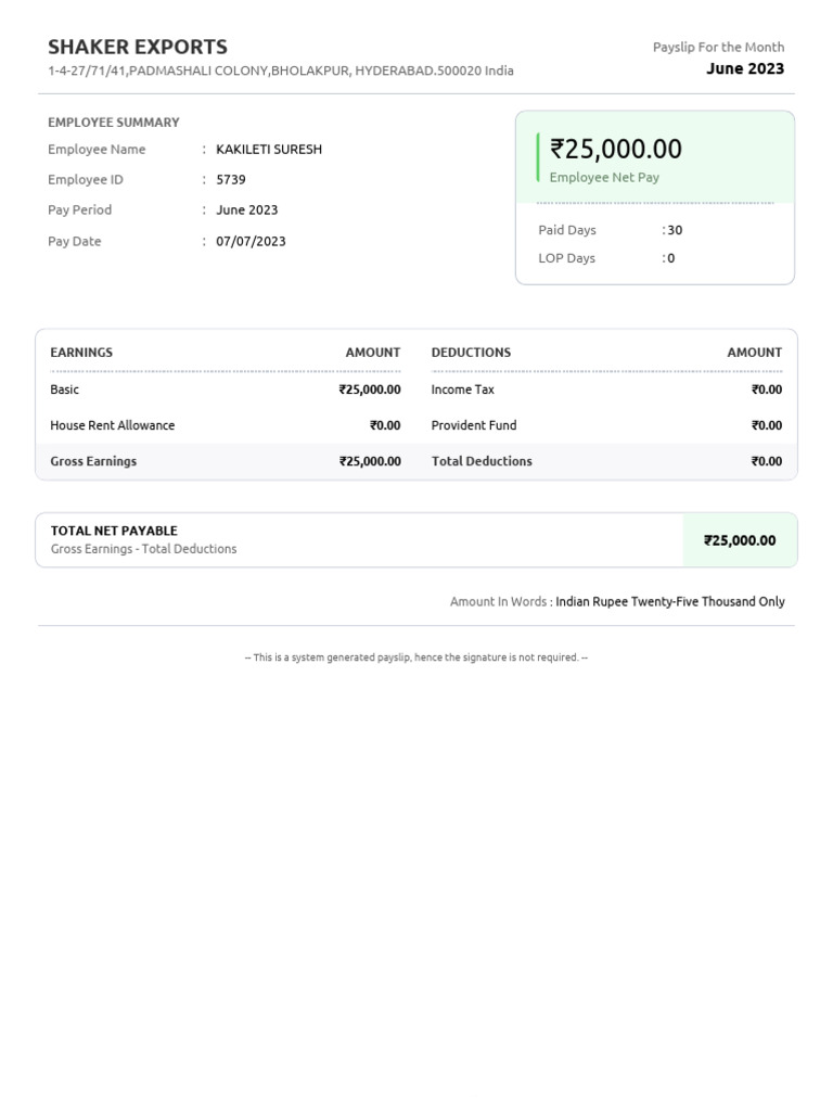 Suresh Payslip June 2023 | PDF