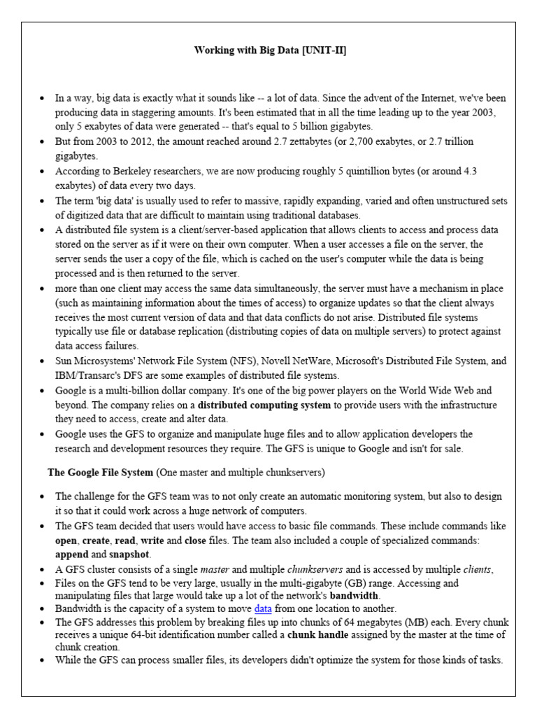 Unit-II (BIG DATA) | PDF | Apache Hadoop | Information Technology Management