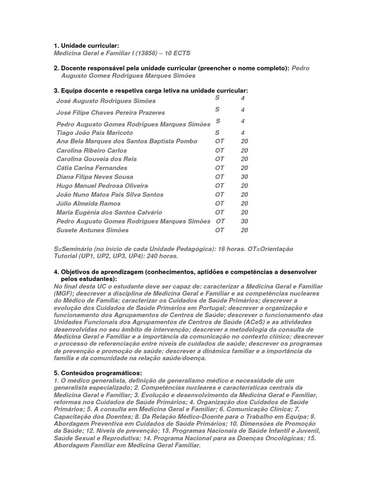 UC MGF I Ficha UC 2022-2023 | PDF