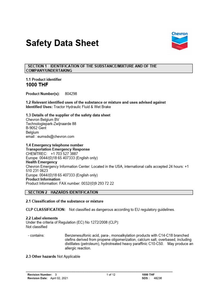 SDS - 1000 THF | PDF