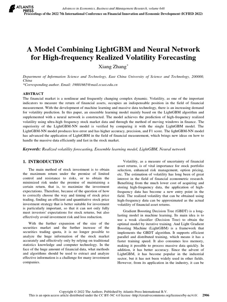 A Model Combining Lightgbm and Neural Network For High-Frequency Realized Volatility Forecasting ...