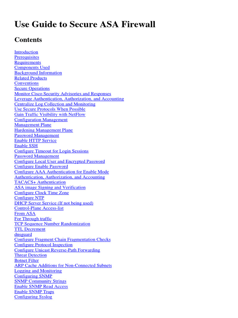 Secure Cisco ASA Firewall Guide | PDF | Business | Computers
