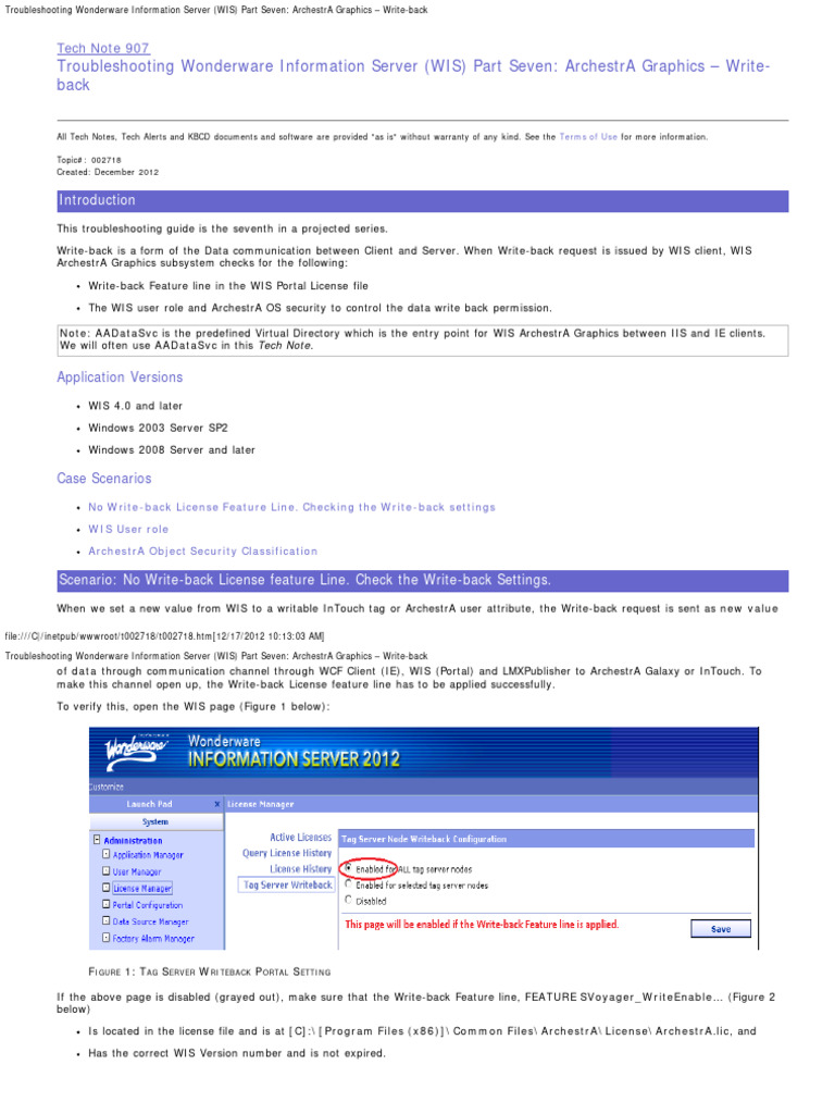 Tech Note 907 - Troubleshooting WIS Part Seven Archestra Graphics Write-Back | PDF