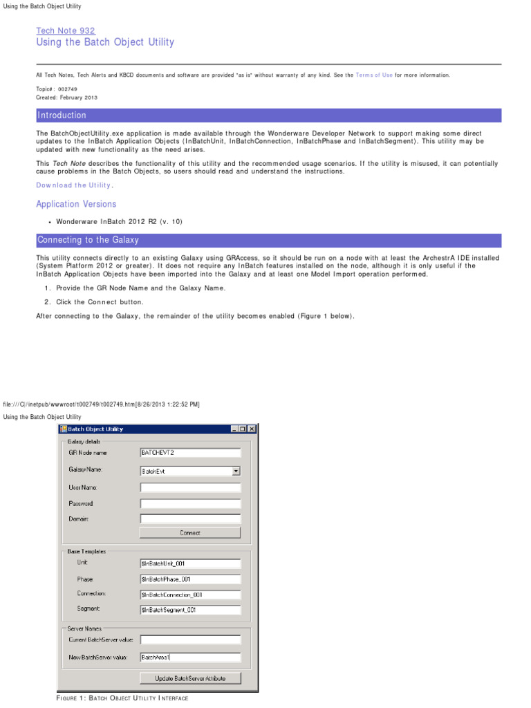 Tech Note 932 - Using The Batch Object Utility | PDF | Application Software | Computing