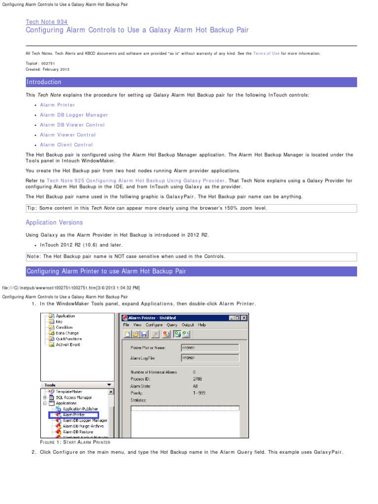 Galaxy Alarm Hot Backup Setup Guide | PDF | Computer File | Backup
