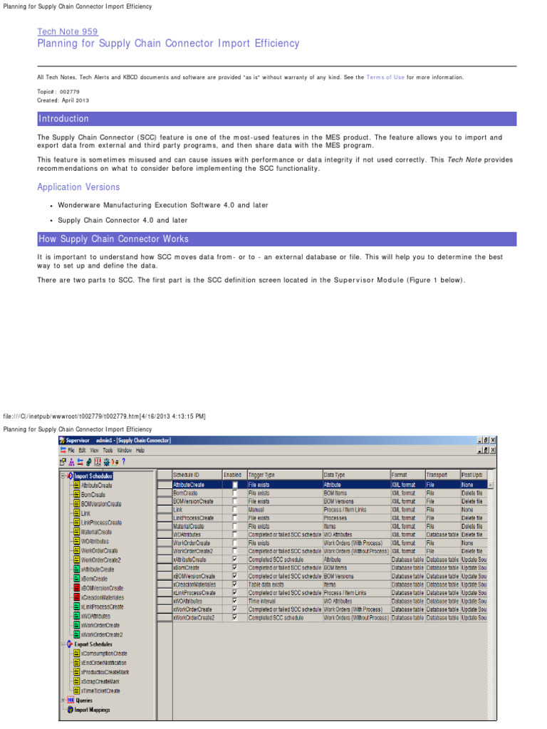Tech Note 959 - Planning For Supply Chain Connector Import Efficiency ... Tech Note 959 - Planning For Supply Chain Connector Import Efficiency ...